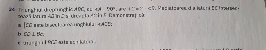 34 Triunghiul dreptunghic ABC, cu $ A = 90^ | StudyX