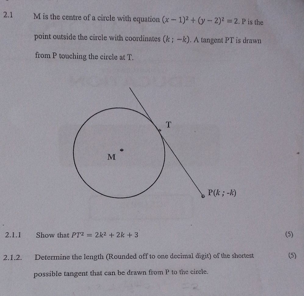 M is the centre of a circle with equation | StudyX