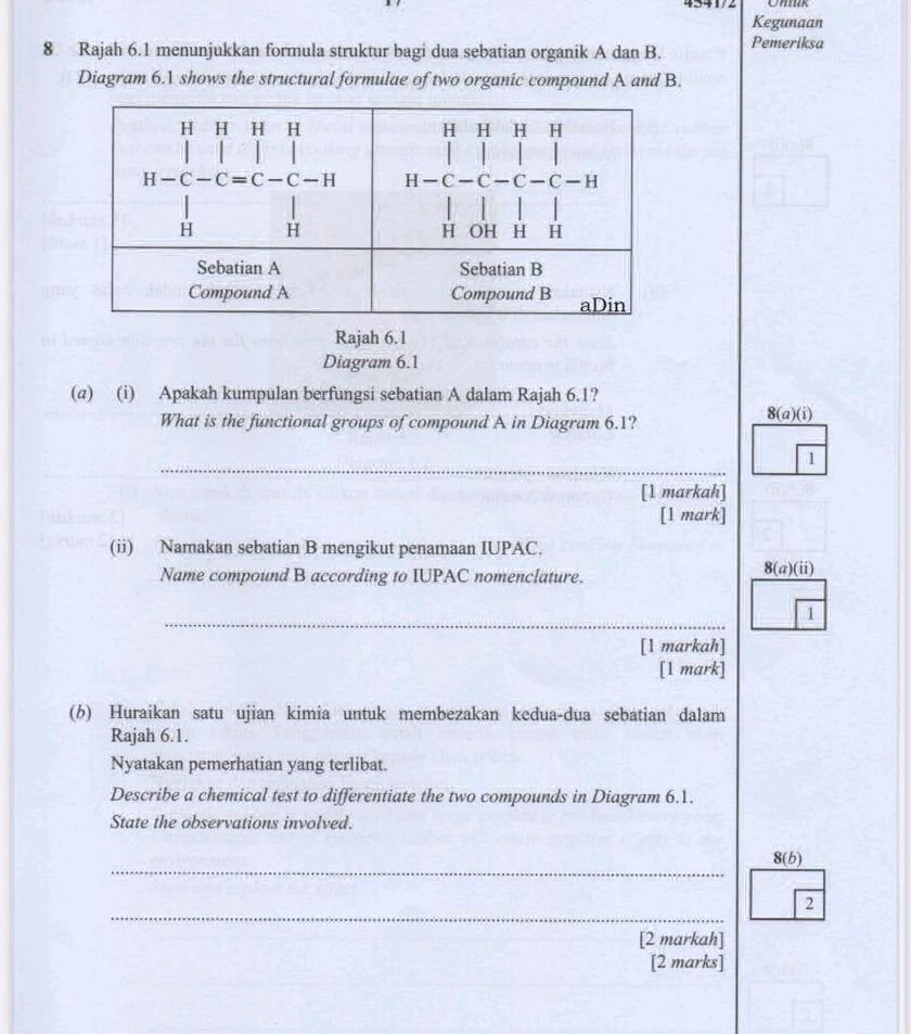 8 Rajah 6.1 menunjukkan formula struktur | StudyX