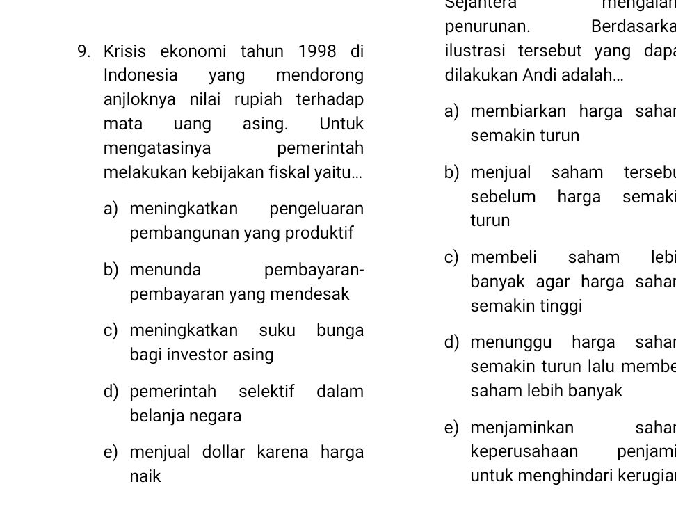 9. Krisis ekonomi tahun 1998 di Indonesia | StudyX