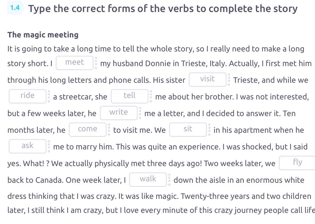 1.4 Type the correct forms of the verbs to | StudyX