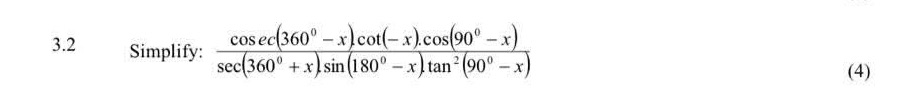 3. 2 Simplify: $ {cosec(360^ - | StudyX