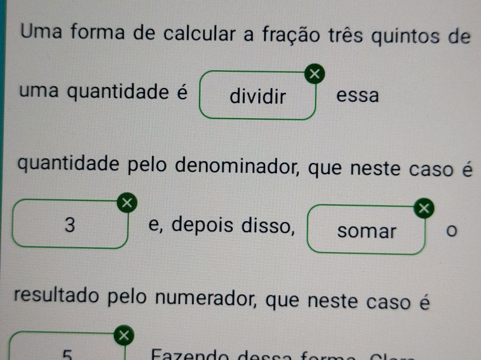 Uma forma de calcular a fração três quintos | StudyX
