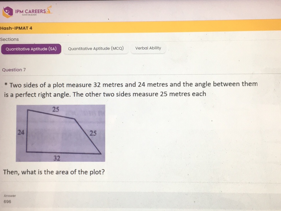 * Two sides of a plot measure 32 metres and | StudyX