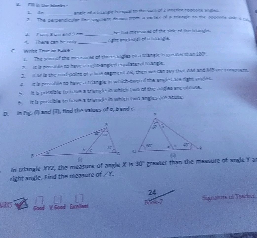 B. Fill in the blanks: 1. An _______ angle | StudyX
