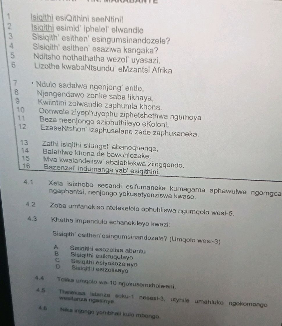 Khetha impendulo echanekileyo kwezi: | StudyX