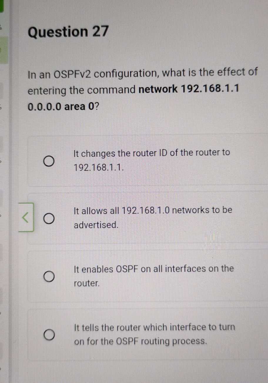 In an OSPFv2 configuration, what is the | StudyX