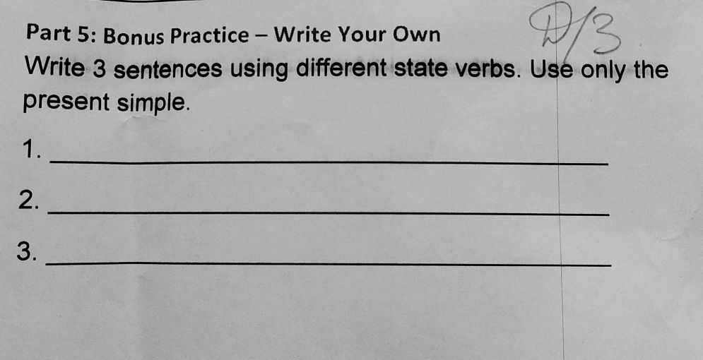 Write 3 sentences using different state | StudyX