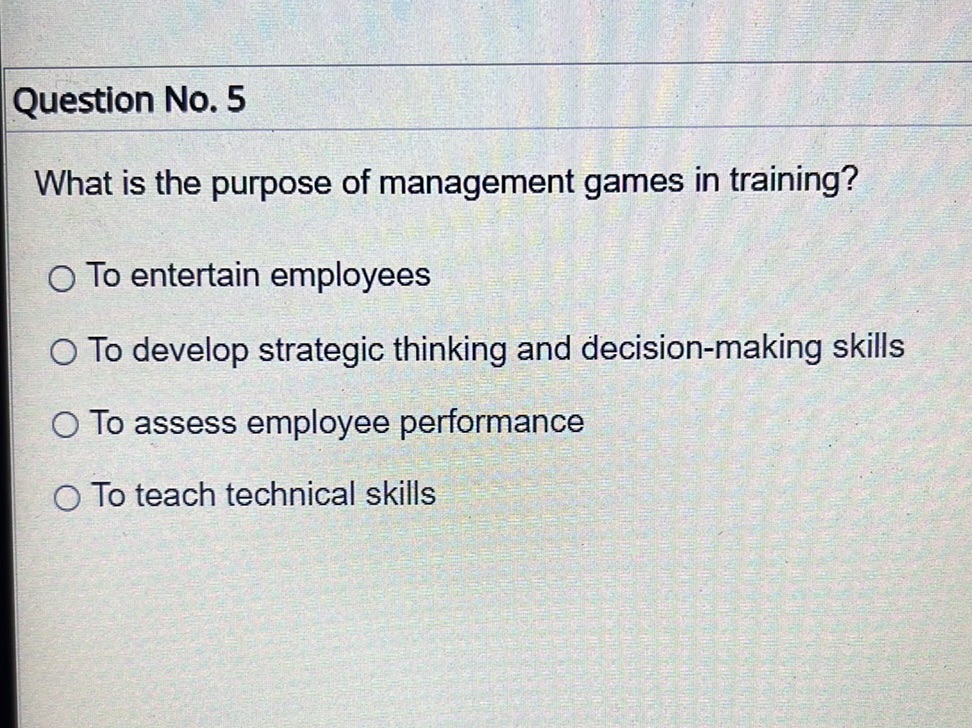 What is the purpose of management games in | StudyX