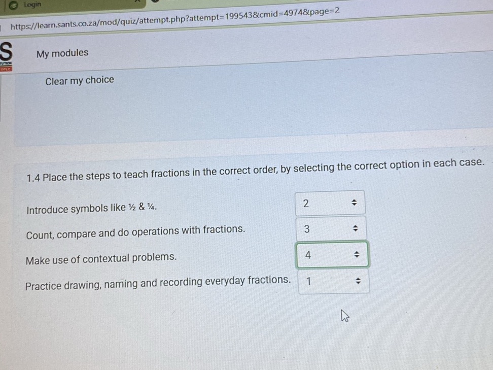 1.4 Place the steps to teach fractions in | StudyX