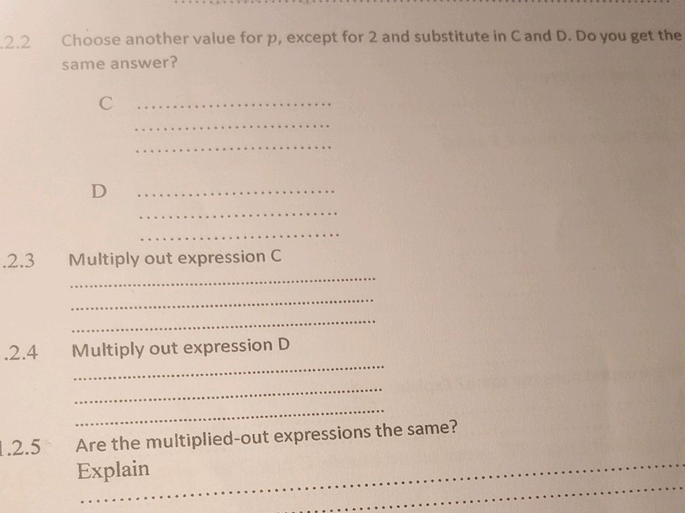 2.2 Choose another value for p, except for 2 | StudyX