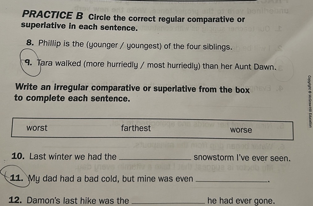 Circle the correct regular comparative or | StudyX