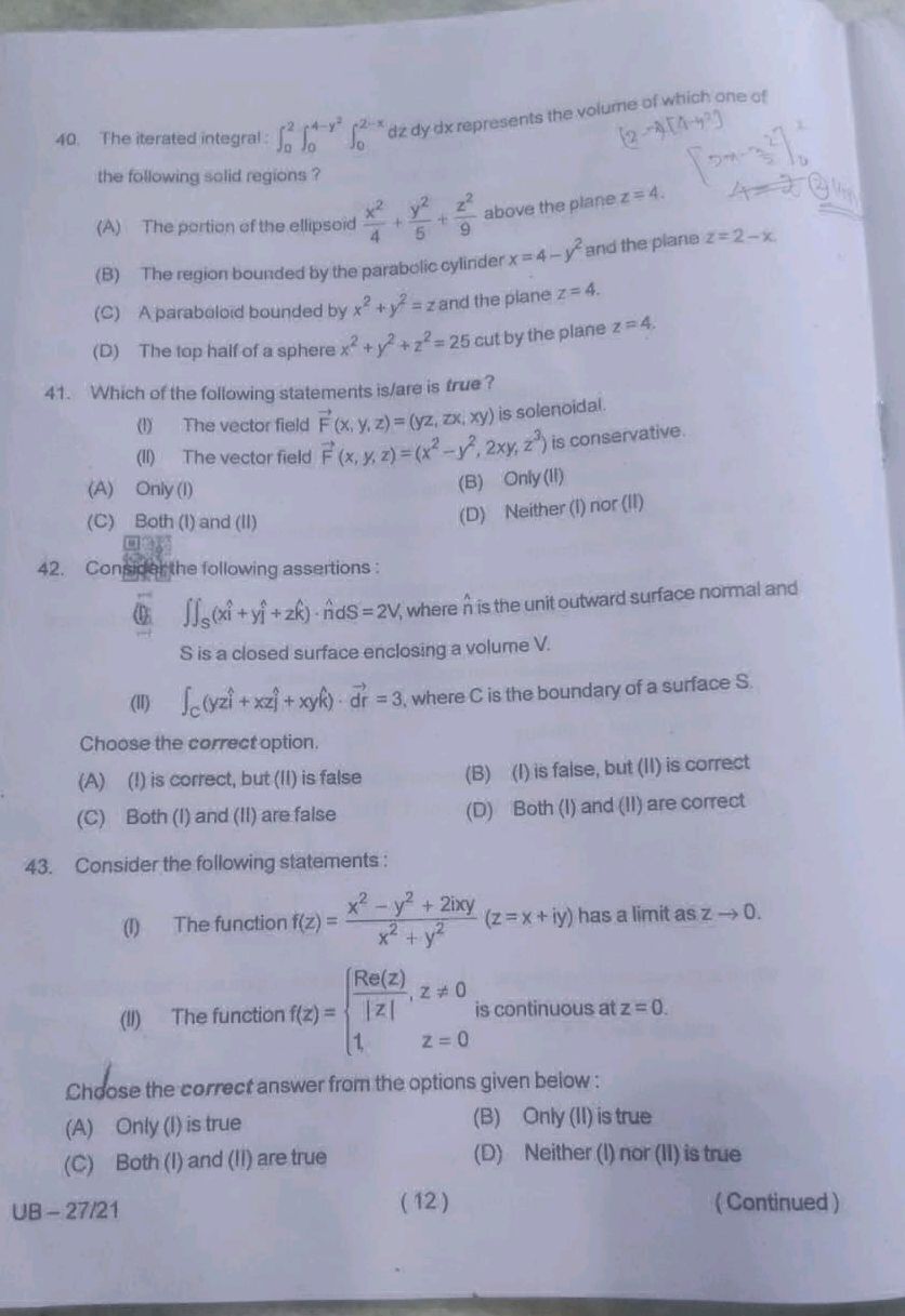 40. The iterated integral: $ _0^2 _0^{ | StudyX