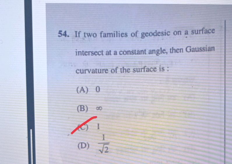 54. If two families of geodesic on a surface | StudyX