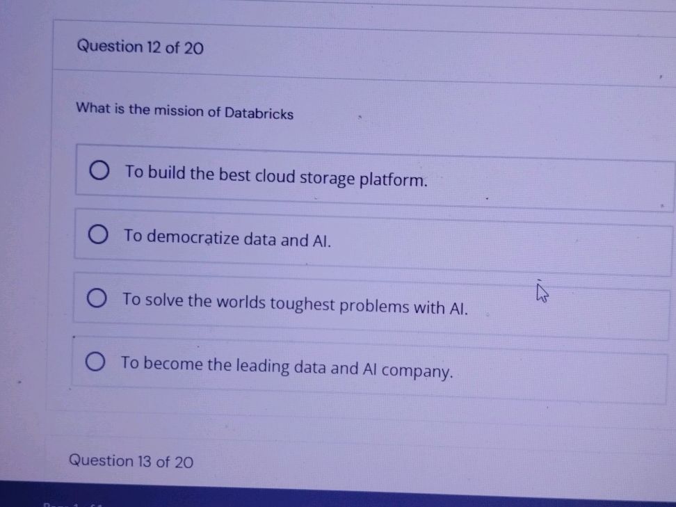 What is the mission of Databricks To build | StudyX