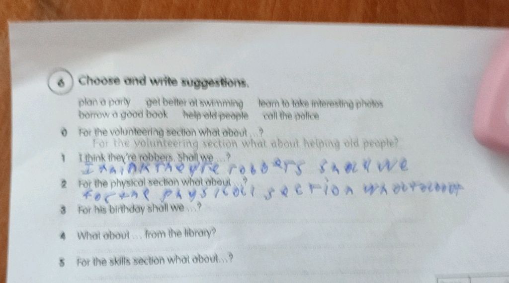 6 Choose and write suggestions. plan a | StudyX