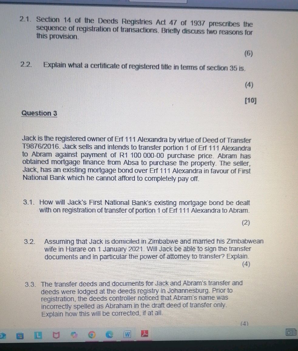 2.1. Section 14 of the Deeds Registries Act | StudyX
