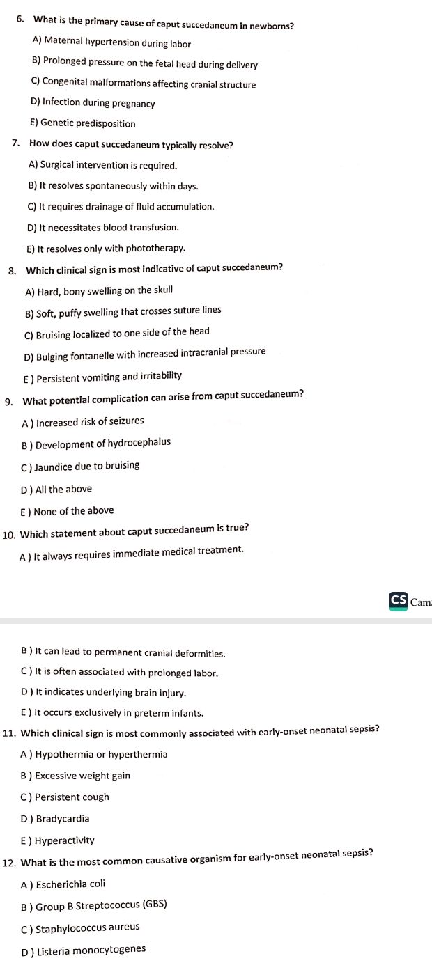 6. What is the primary cause of caput | StudyX