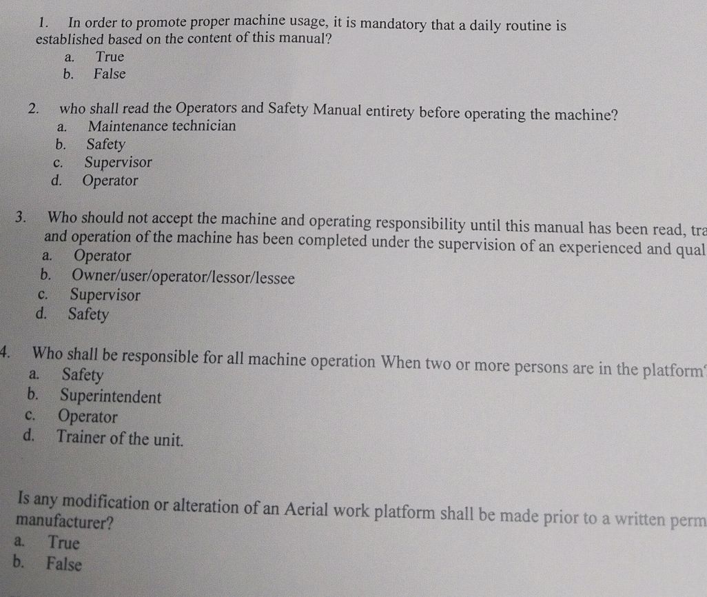 1. In order to promote proper machine usage, | StudyX
