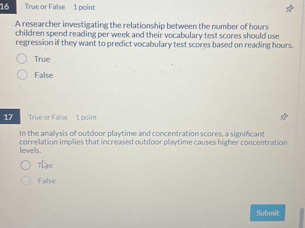 16 True or False 1 point A researcher | StudyX