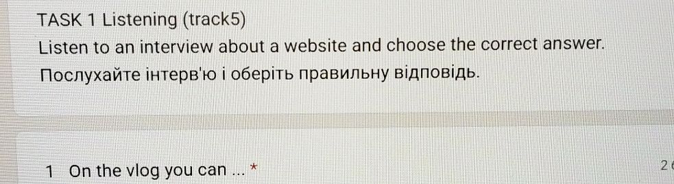 TASK 1 Listening (track5) Listen to an | StudyX