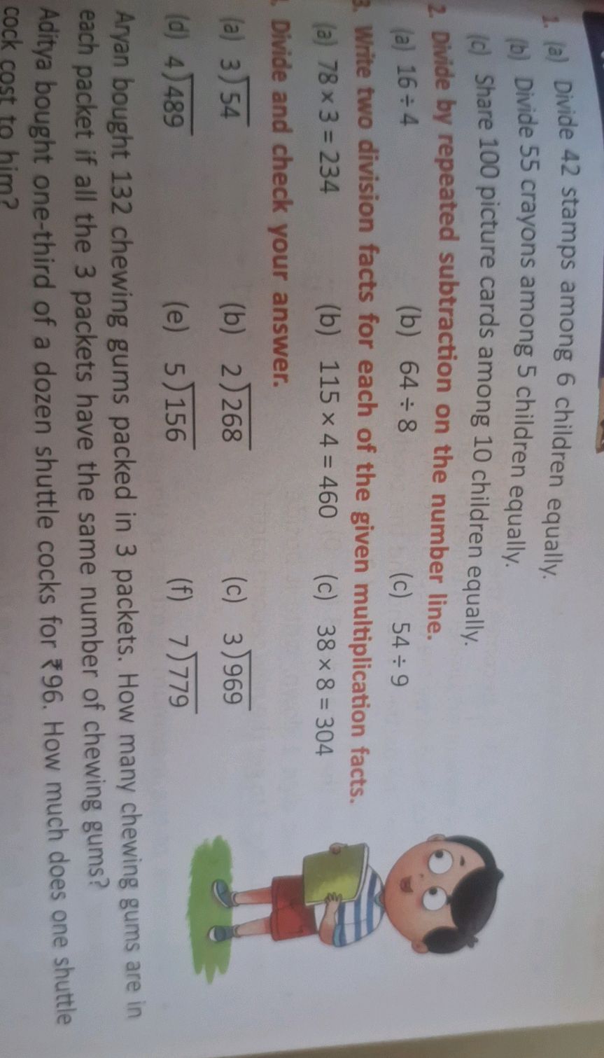 1. (a) Divide 42 stamps among 6 children | StudyX