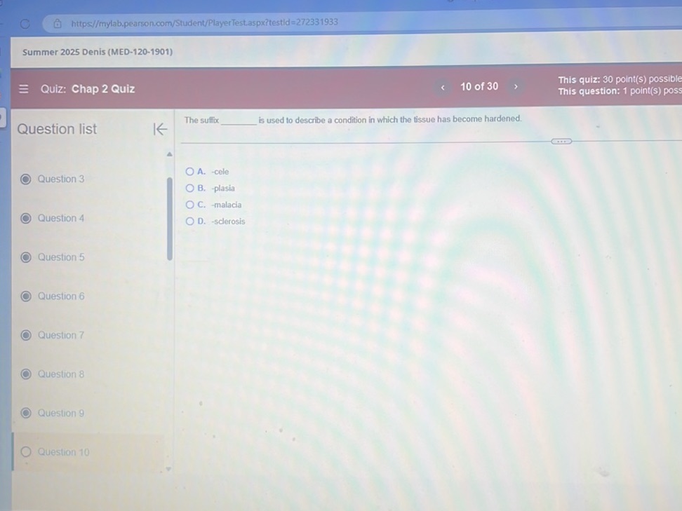 The suffix ______ is used to describe a | StudyX