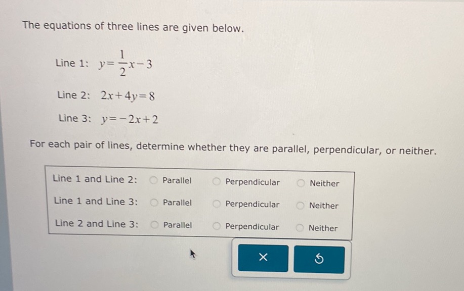 The equations of three lines are given | StudyX