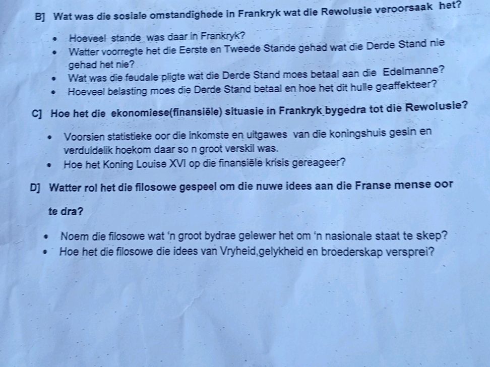 B] Wat was die sosiale omstandighede in | StudyX