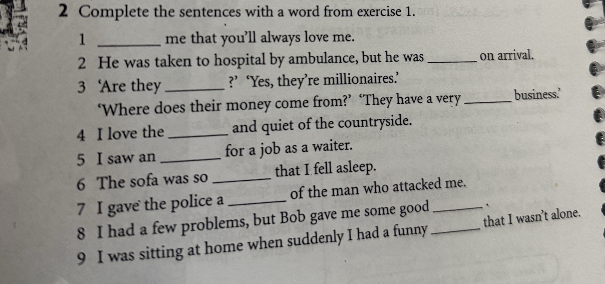 2 Complete the sentences with a word from | StudyX