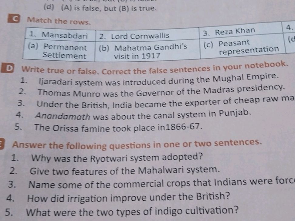 C Match the rows. | 1. Mansabdari | 2. Lord | StudyX