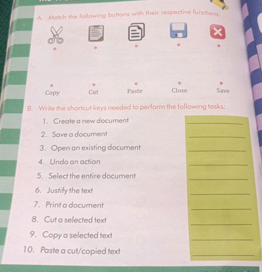 A. Match the following buttons with their | StudyX