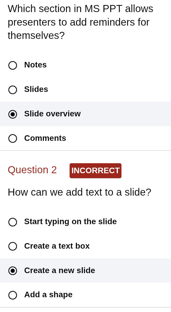 Which section in MS PPT allows presenters to | StudyX