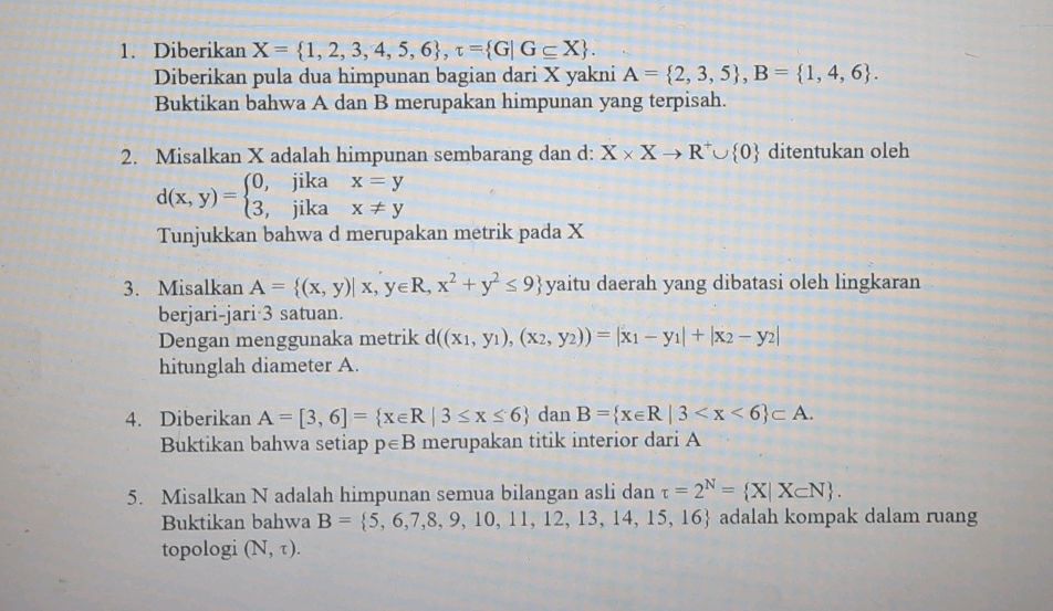 1. Diberikan $X = \{1, 2, 3, 4, 5, 6\}$, $ | StudyX