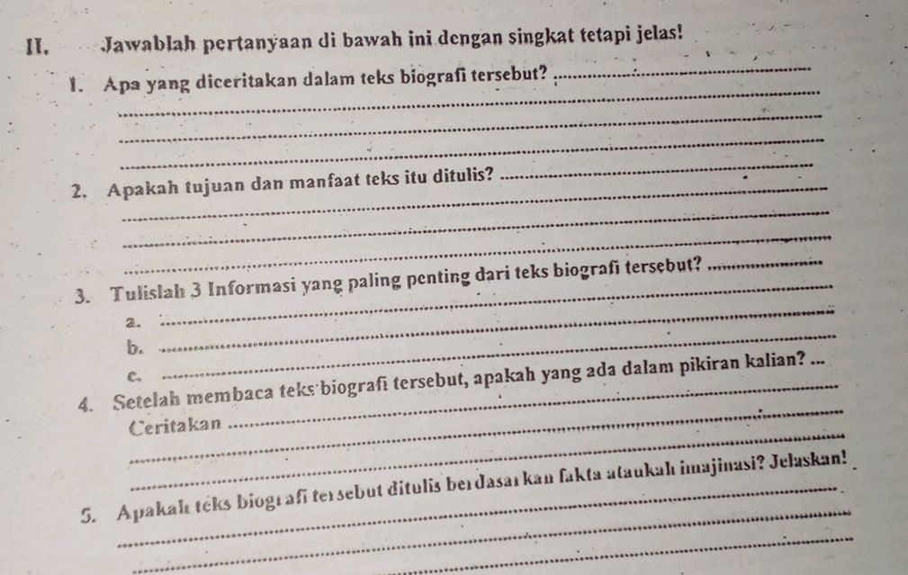 II. Jawablah pertanyaan di bawah ini dengan | StudyX