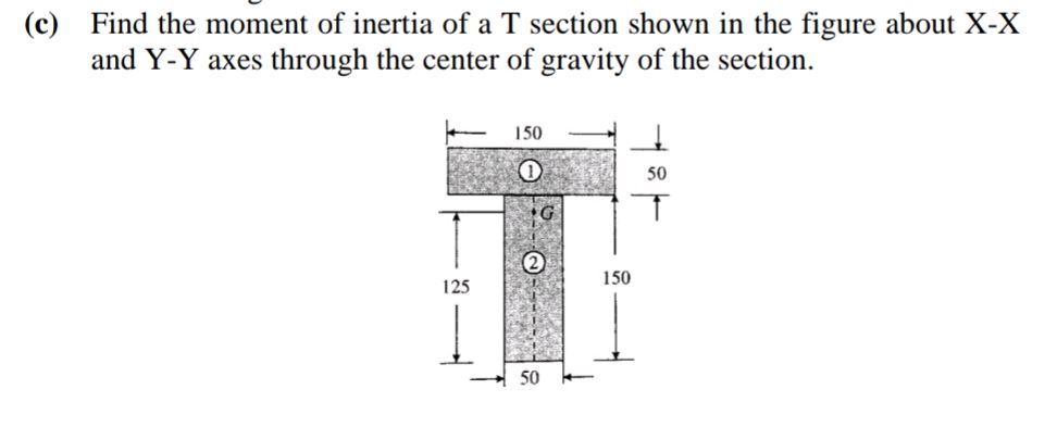 (c) Find the moment of inertia of a T | StudyX