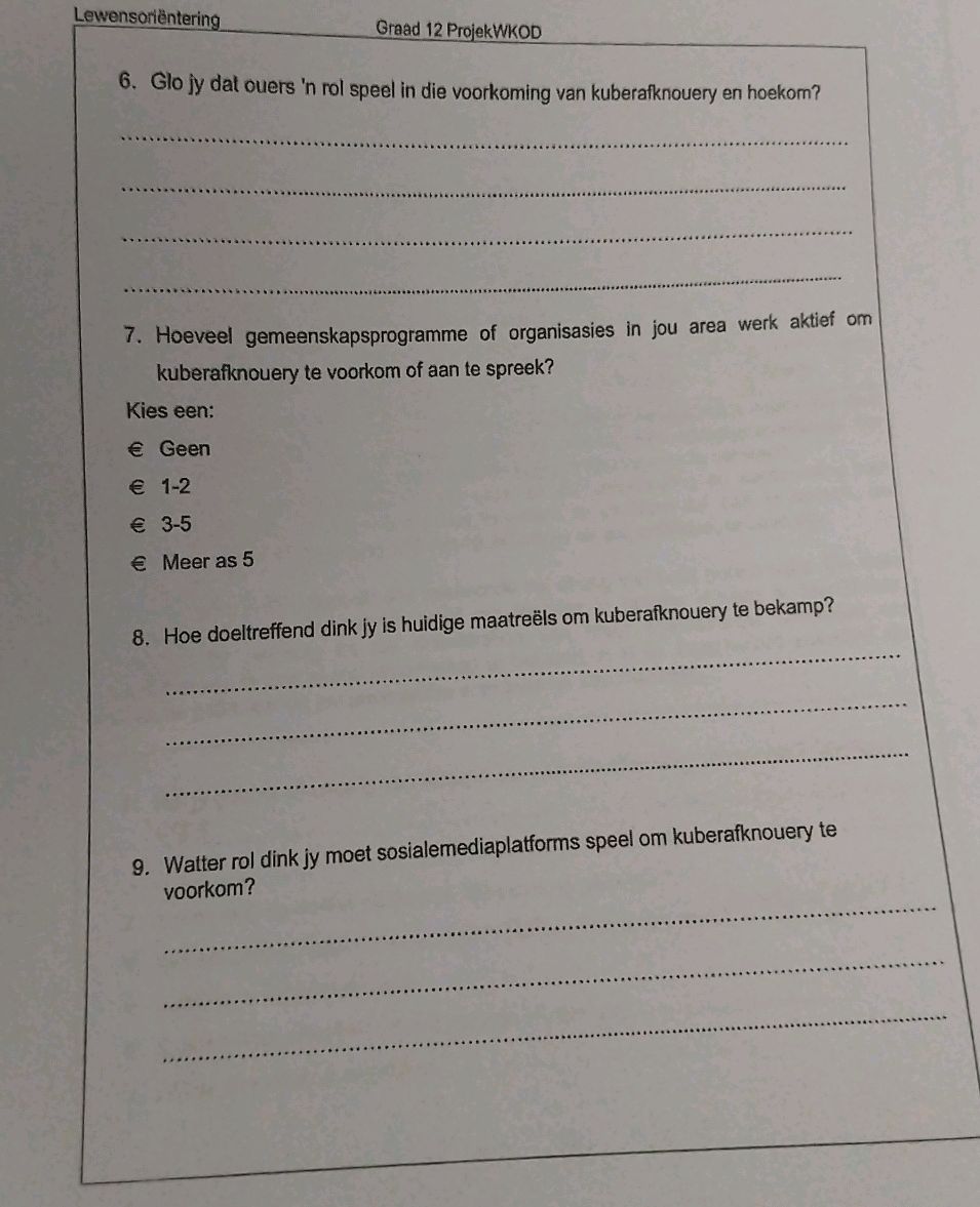 6. Glo jy dat ouers 'n rol speel in die | StudyX