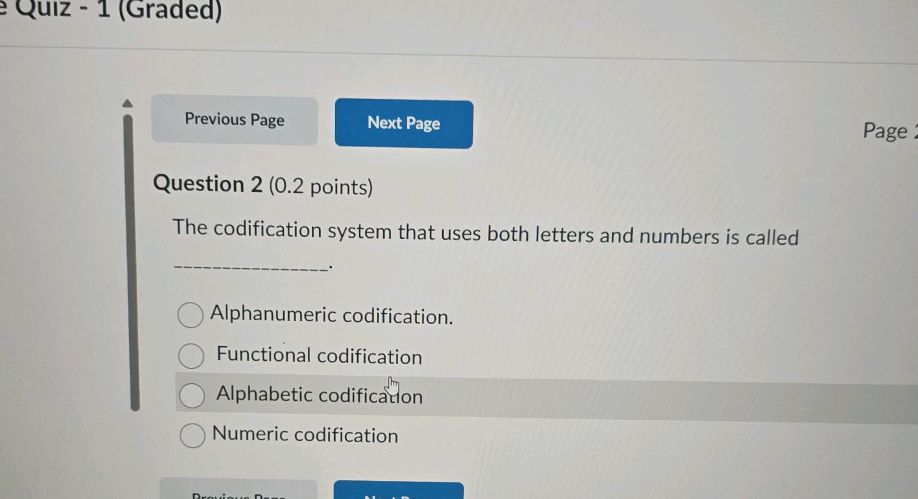 Question 2 (0.2 points) The codification | StudyX