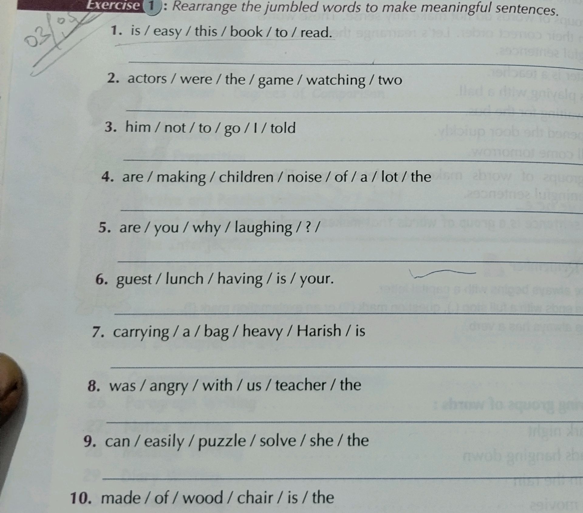 Exercise 1: Rearrange the jumbled words to | StudyX