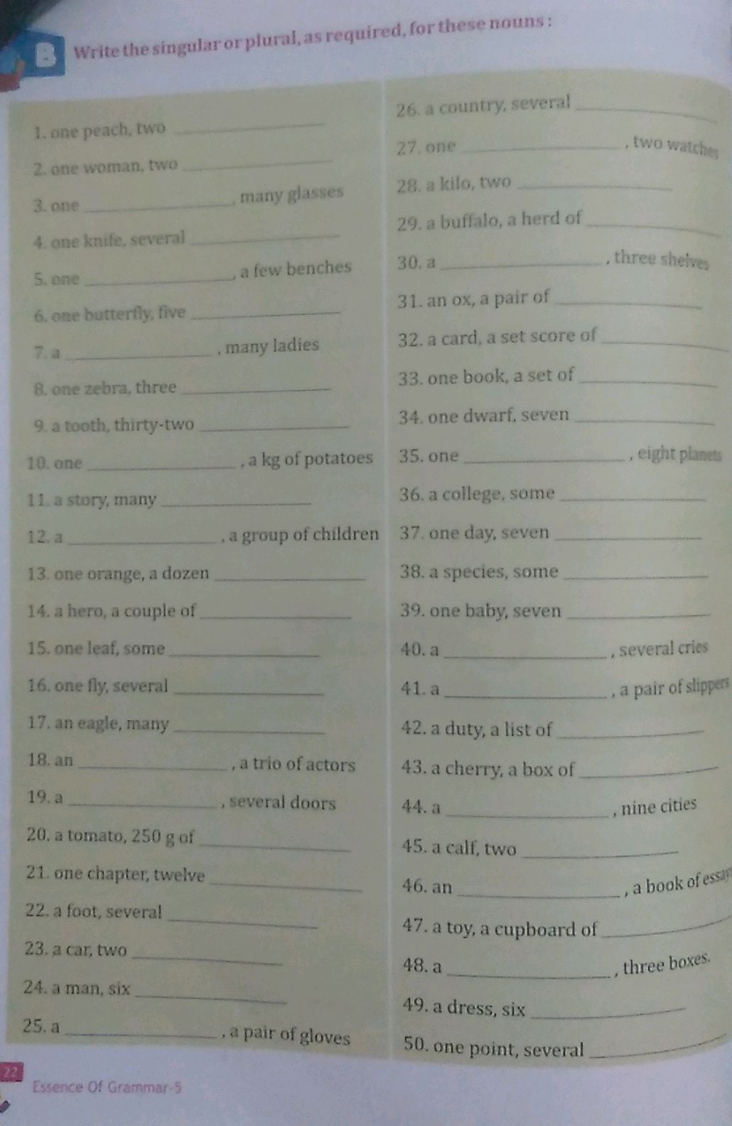 Write the singular or plural, as required, | StudyX