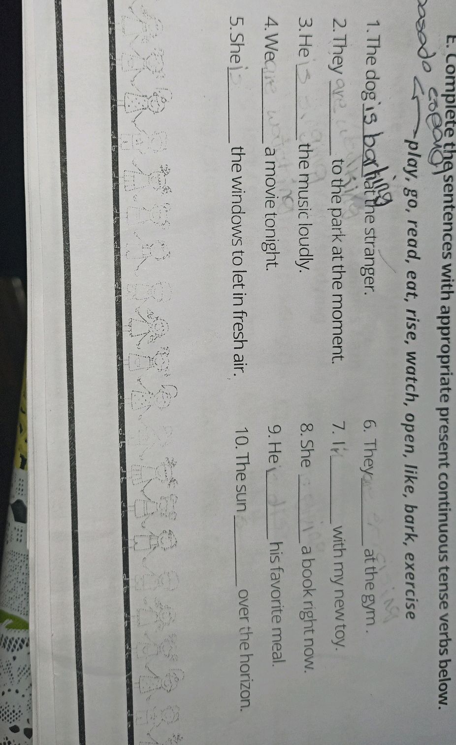E. Complete the sentences with appropriate | StudyX