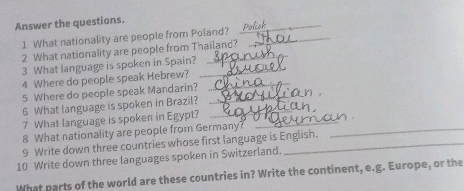 Answer the questions. 1 What nationality | StudyX