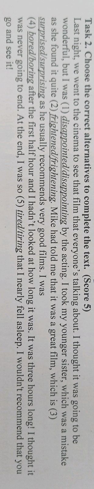 Task 2. Choose the correct alternatives to | StudyX