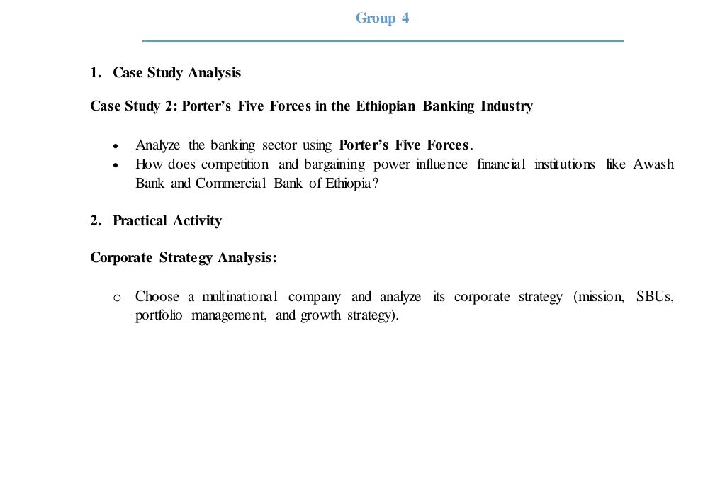Case Study Analysis Case Study 2: Porter's