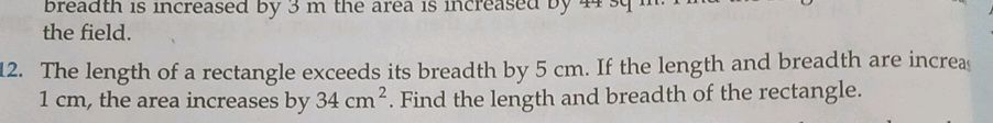 12. The length of a rectangle exceeds its | StudyX