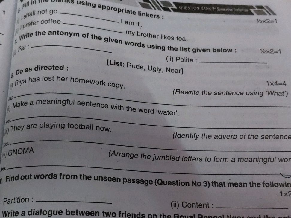 7. Write the antonym of the given words | StudyX