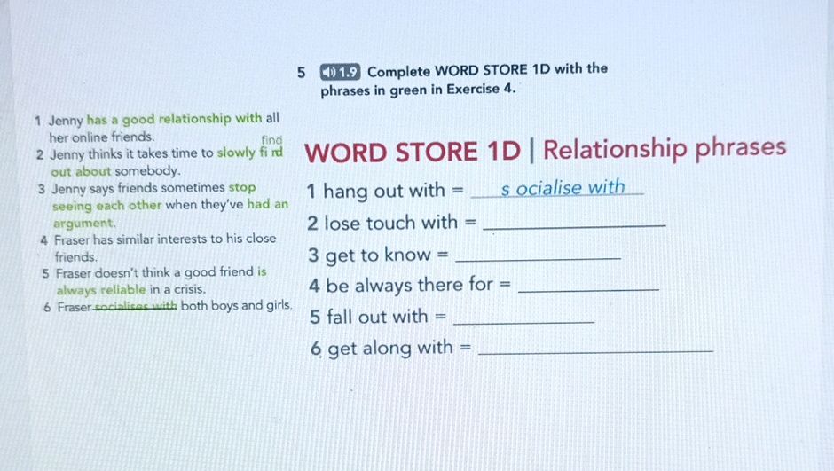 Complete WORD STORE 1D with the phrases in | StudyX
