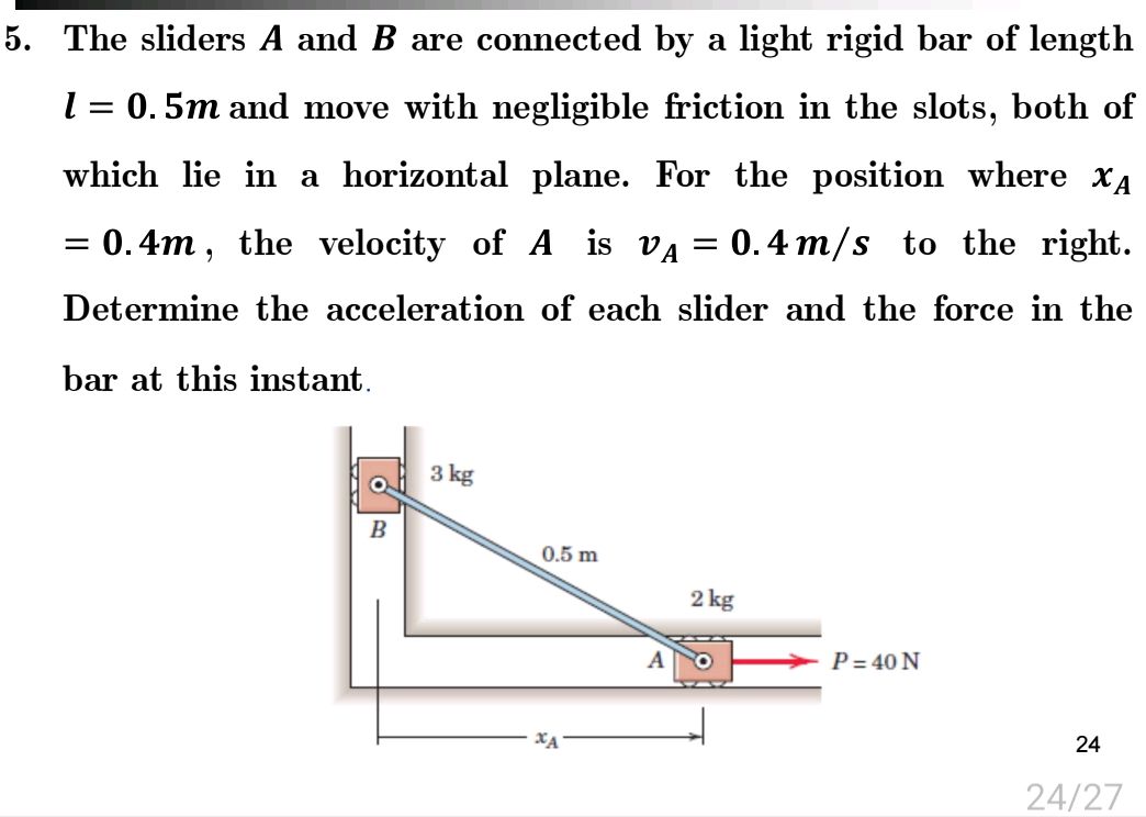 5. The sliders A and B are connected by a | StudyX