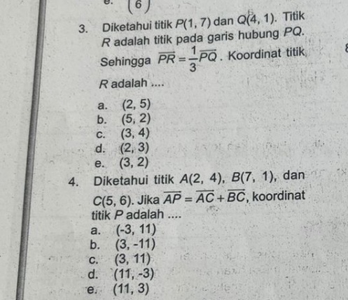 3. Diketahui titik P(1, 7) dan Q(4, 1). | StudyX