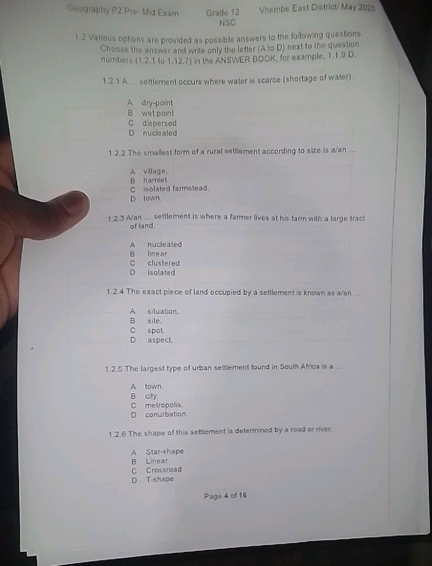 1.2.1 A... settlement occurs where water is | StudyX